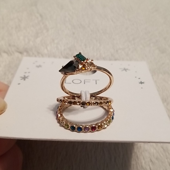 LOFT | Jewelry | Loft Rainbow Stacked Ring Set | Poshmark